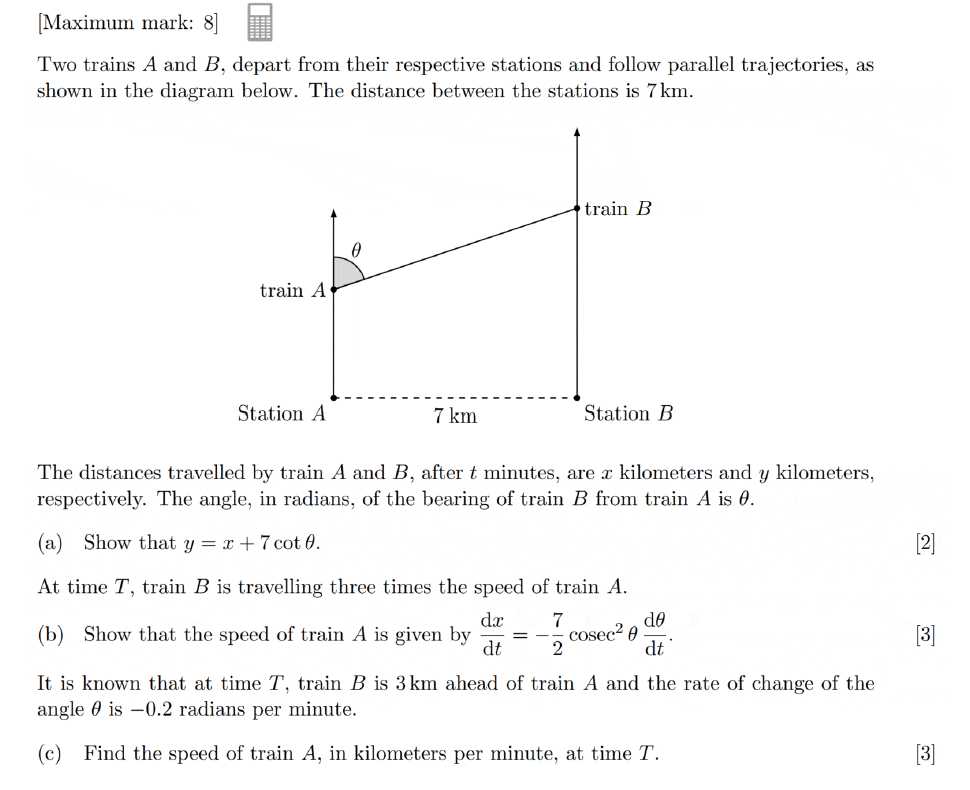 Solved Two trains A and B, depart from their respective | Chegg.com
