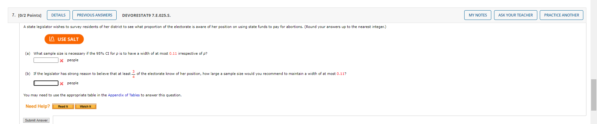 Solved 7. [0/2 points) DETAILS PREVIOUS ANSWERS DEVORESTAT9 | Chegg.com