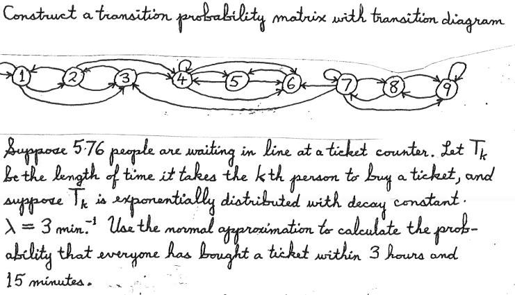 Construct a transition probability matrix with | Chegg.com