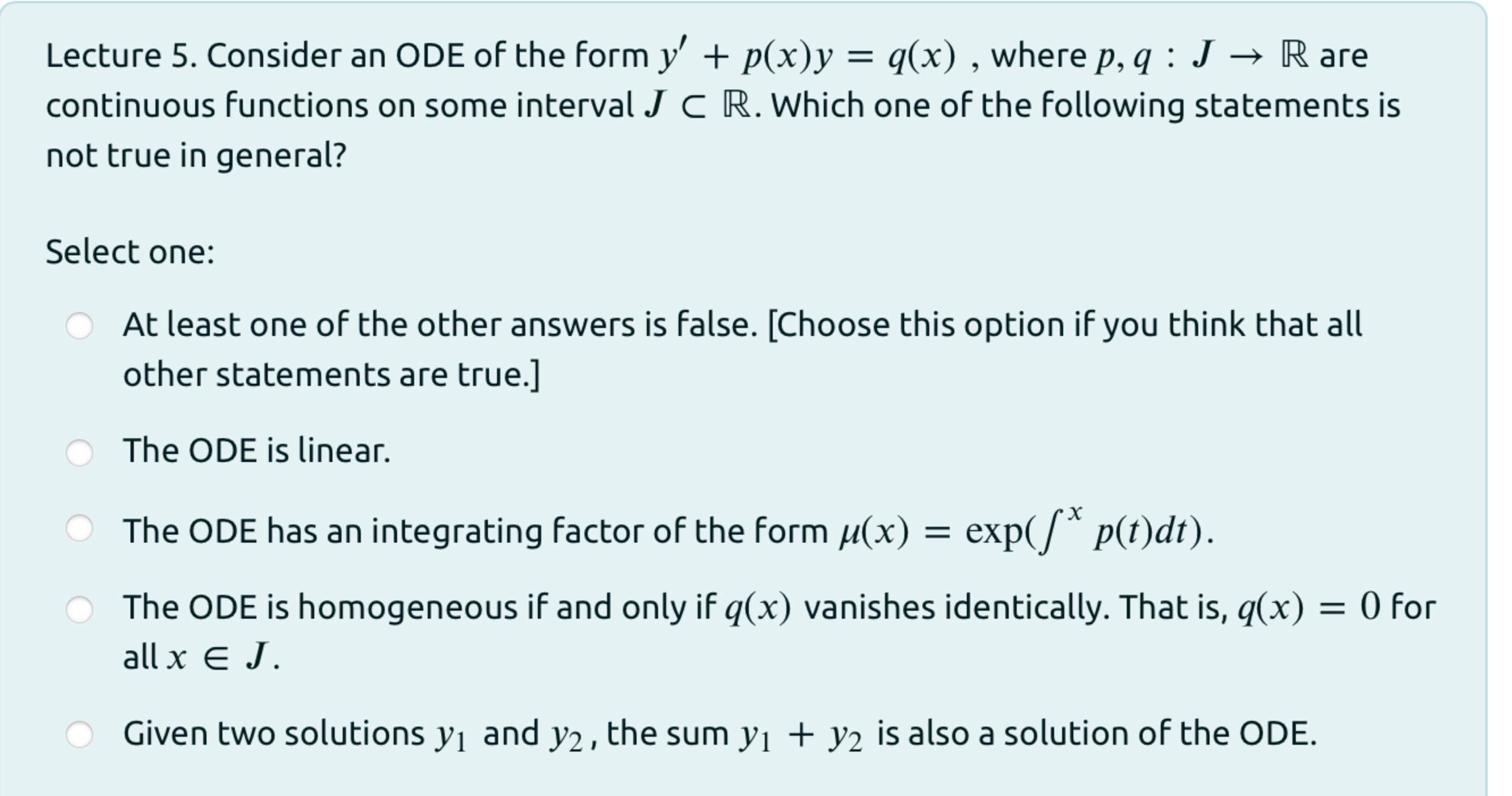 Solved Lecture 5. ﻿Consider an ODE of the form | Chegg.com