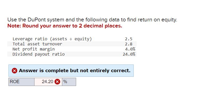 Solved Use the DuPont system and the following data to find | Chegg.com
