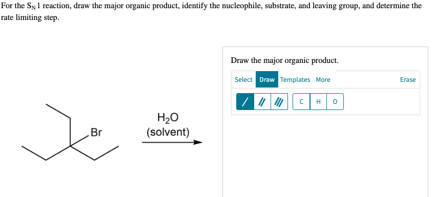 Solved For the SN1 ﻿reaction, draw the major organic | Chegg.com