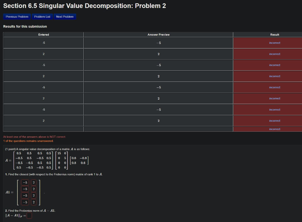 Solved Section 6 5 Singular Value Decomposition Problem 2