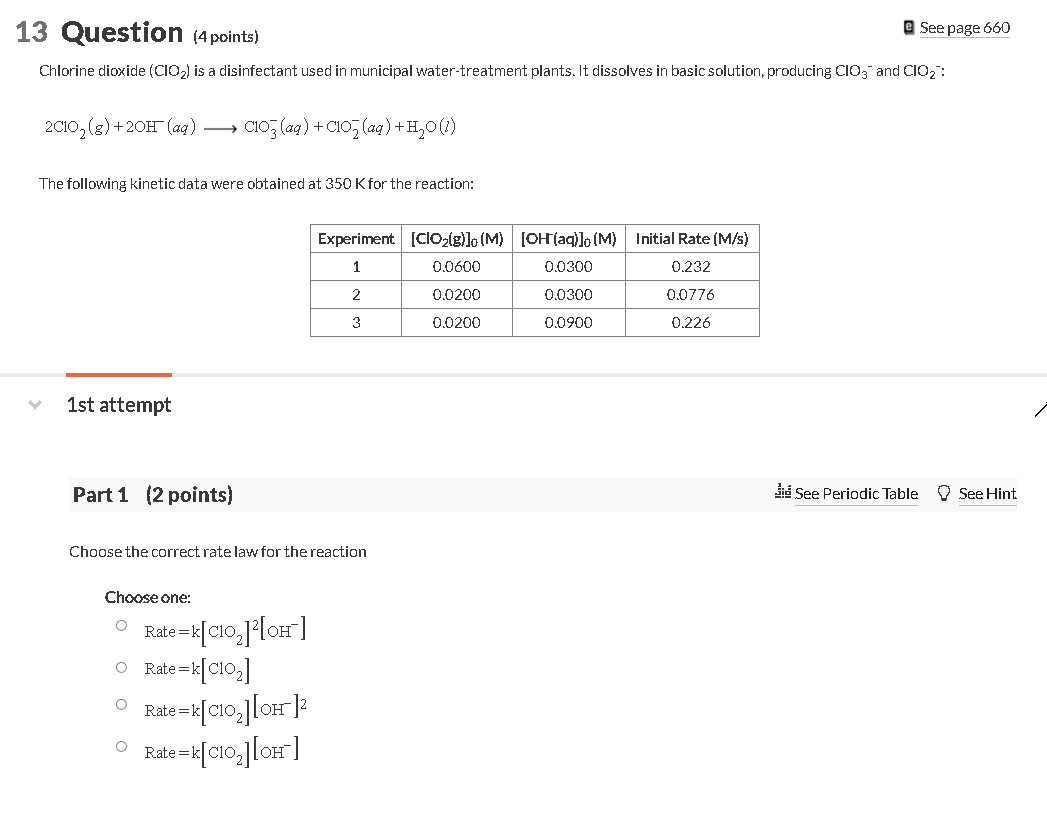 Solved @ See page 660 13 Question (4 points) Chlorine | Chegg.com