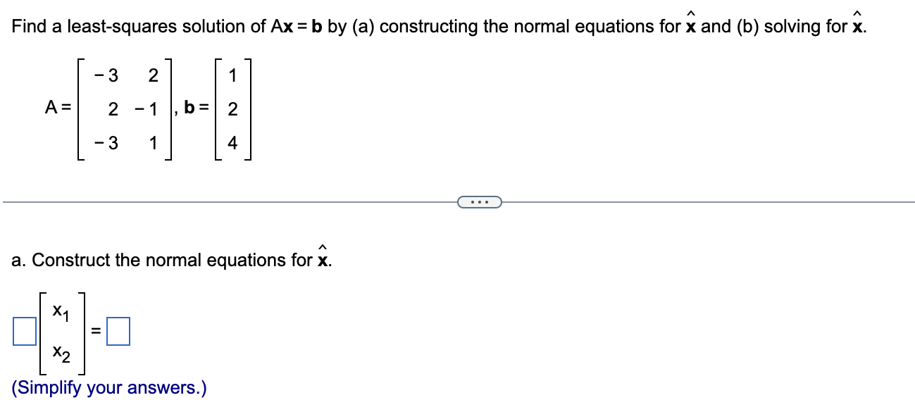 Solved Find a least-squares solution of Ax=b by (a) | Chegg.com