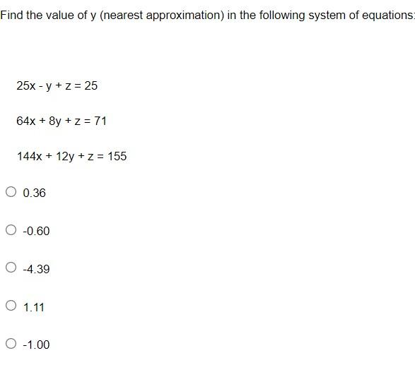 Solved Find the value of y (nearest approximation) in the | Chegg.com