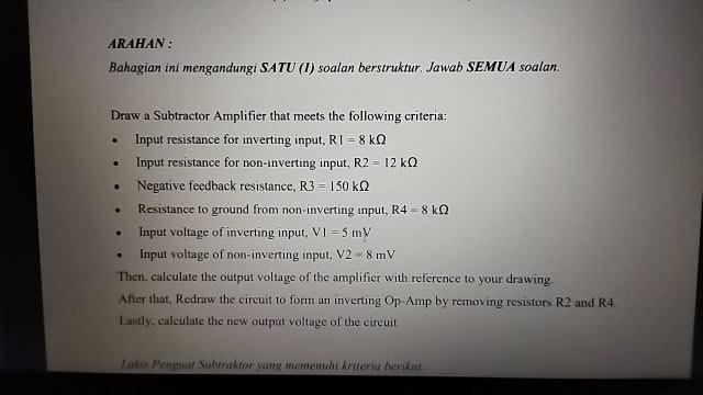 Solved ARAHAN: Bahagian ini mengandungi SATU (1) soalan | Chegg.com Solved ARAHAN: Bahagian ini mengandungi SATU (1) soalan | Chegg.com