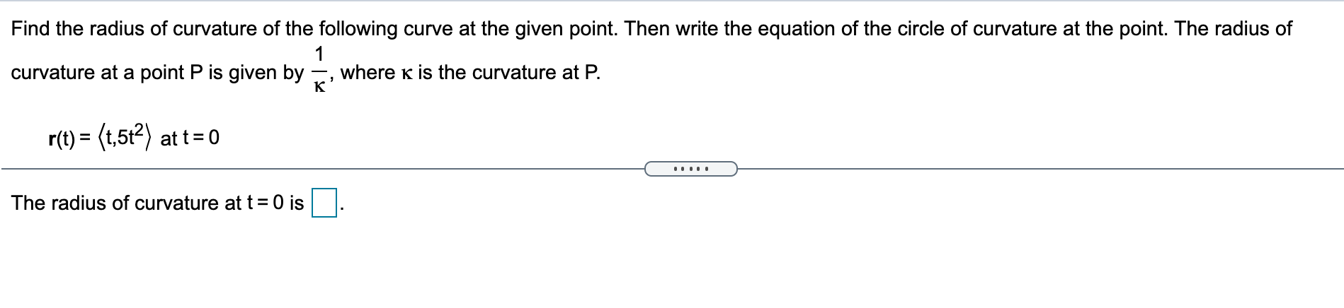 Solved Find The Radius Of Curvature Of The Following Curve