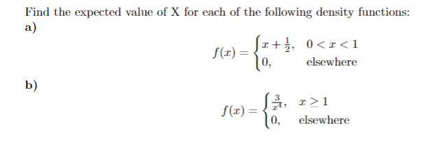Solved Find the expected value of X for each of the | Chegg.com