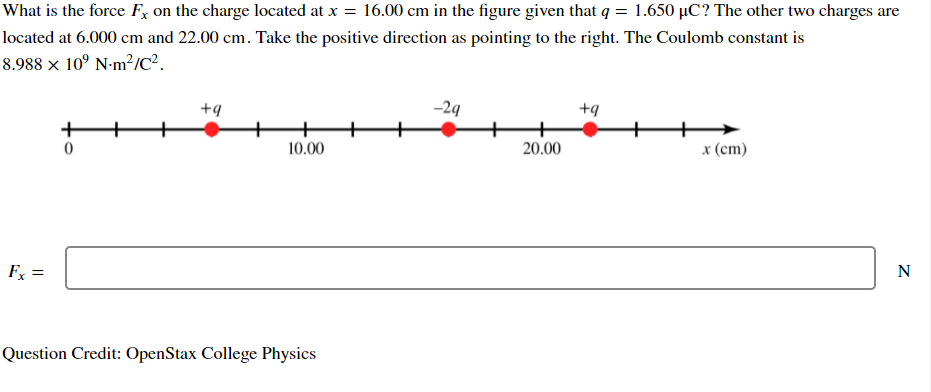 Solved What is the force Fx on the charge located at x = | Chegg.com