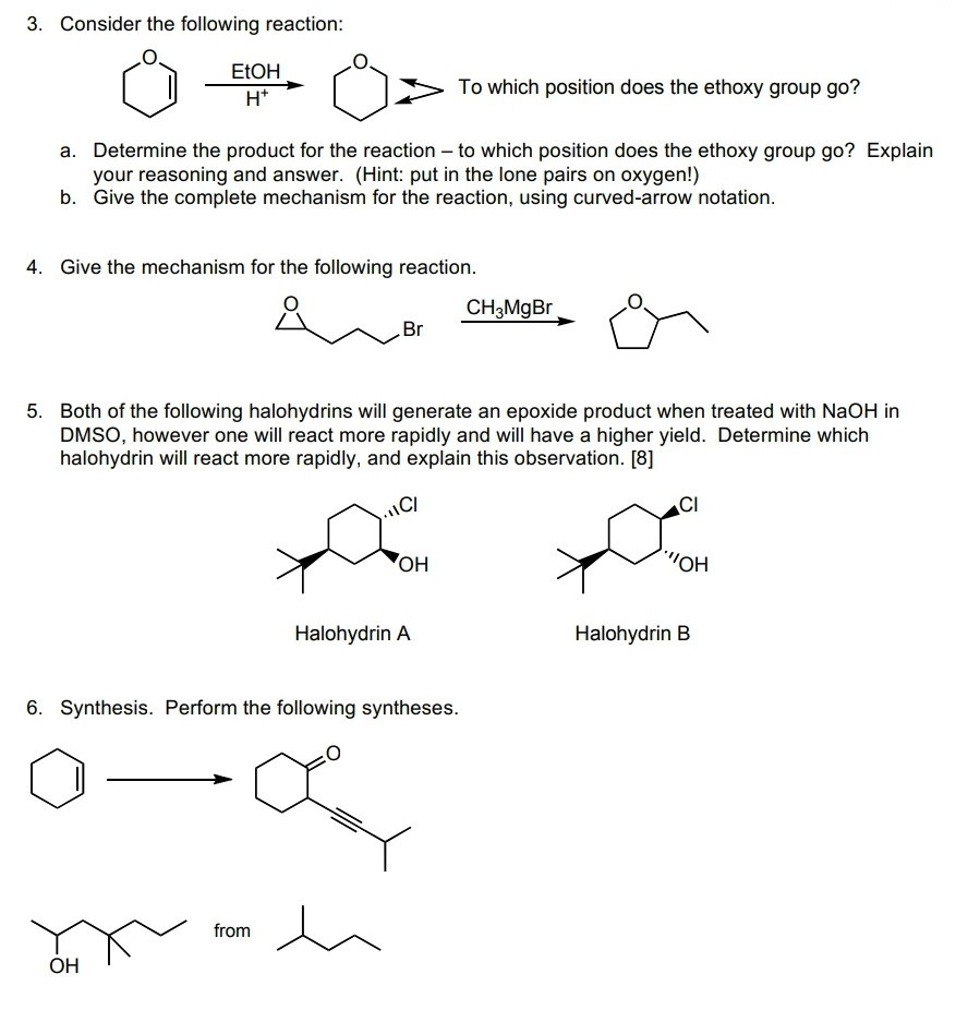 Solved 3. Consider the following reaction EtOH To which | Chegg.com