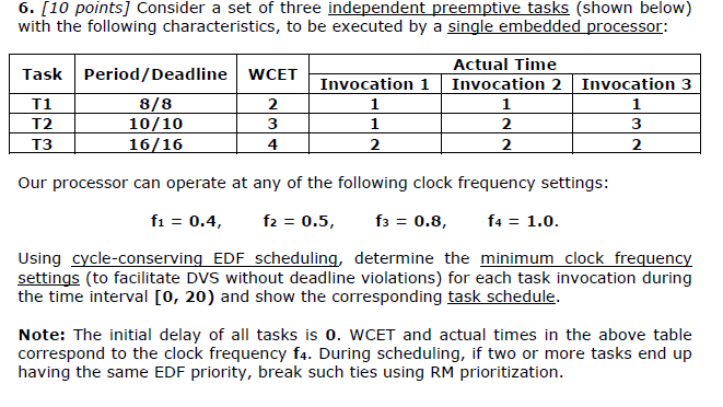 Solved Wcet Worst Case Execution Time Edf Earliest