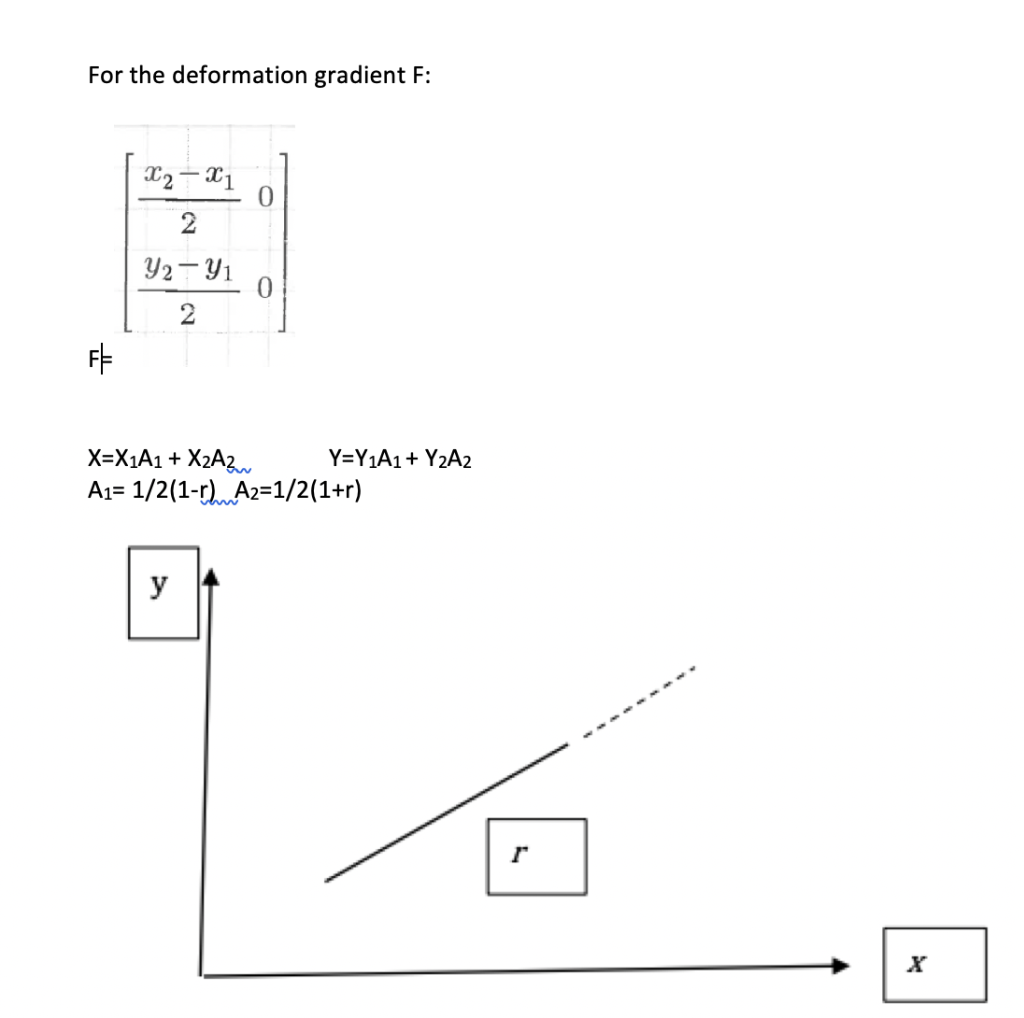 For the deformation gradient F: X2 - X1 2 Y2 - Y1 2 | Chegg.com