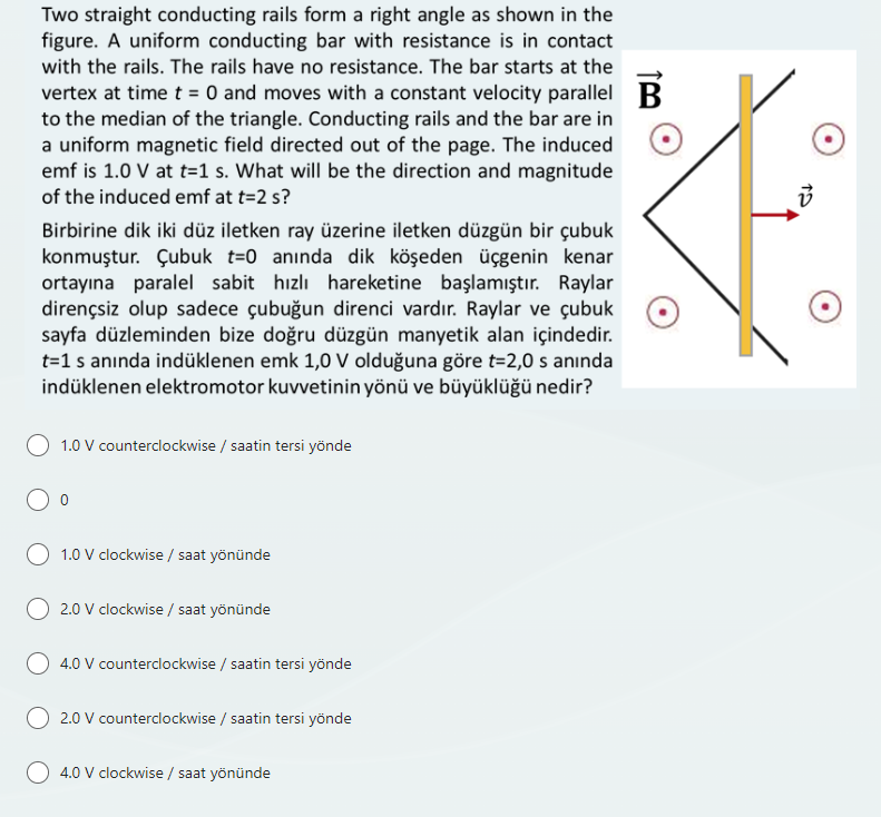 Solved Two straight conducting rails form a right angle as | Chegg.com