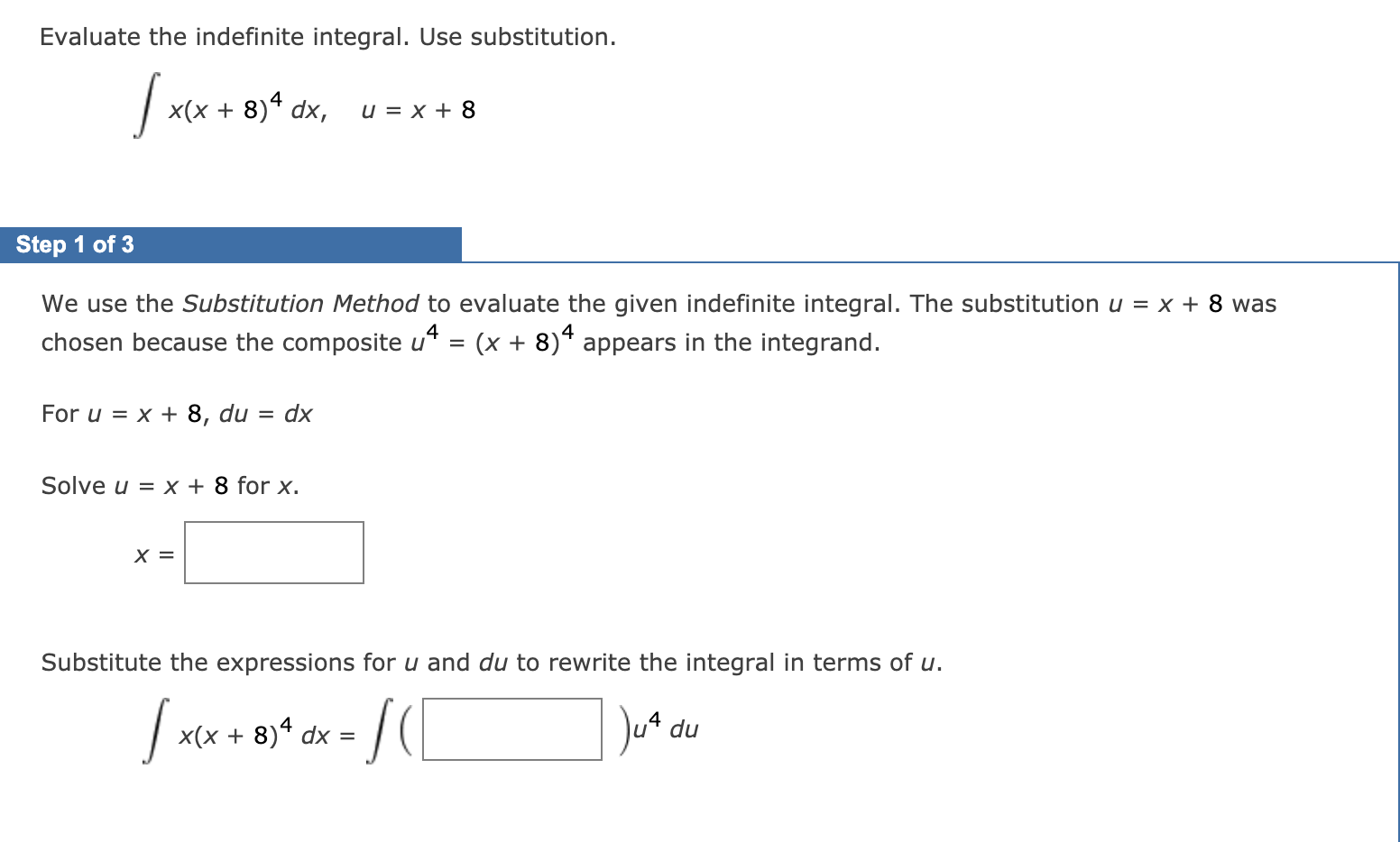 Solved Evaluate the indefinite integral. Use substitution. 1 | Chegg.com