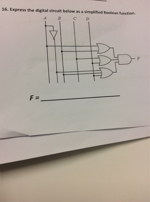 Solved 16. Express the digital circuit below as a simplified | Chegg.com