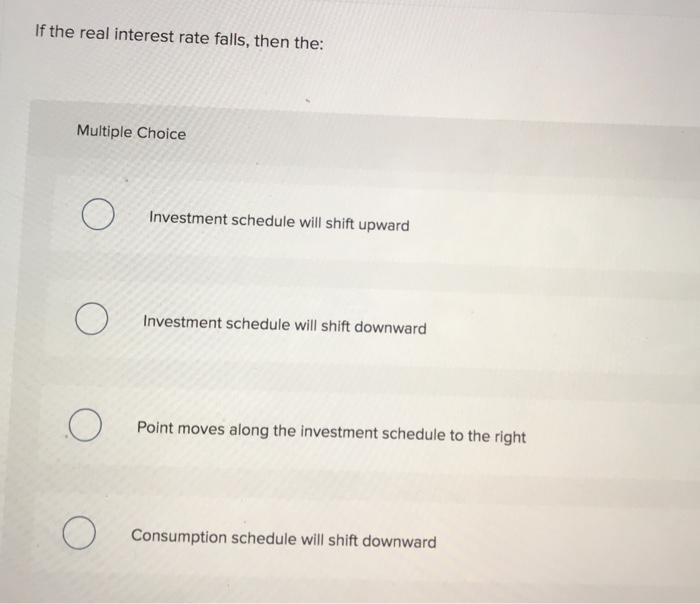 Solved If the real interest rate falls, then the: Multiple | Chegg.com