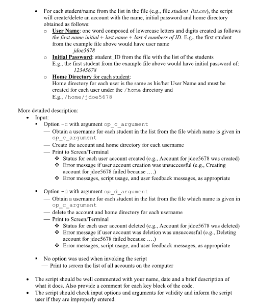 Write a script that process: • input to the script o | Chegg.com