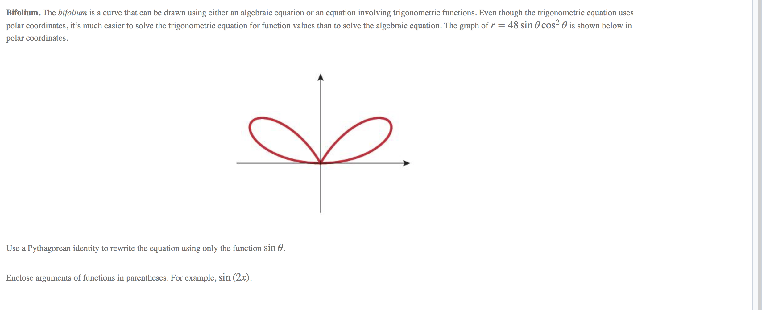 Solved Bifolium. The bifolium is a curve that can be drawn | Chegg.com