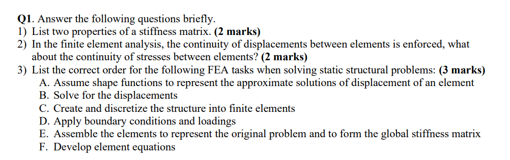 Solved Q1. Answer the following questions briefly. 1) List | Chegg.com