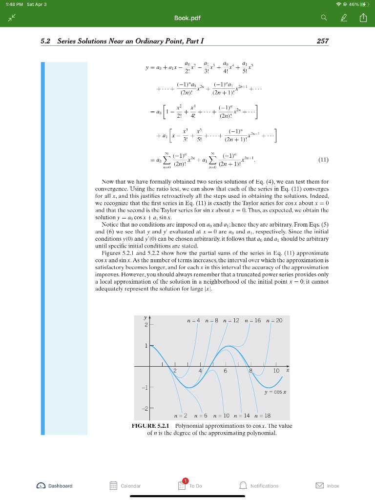 Solved (4a) Assuming a power series solution of the form y = | Chegg.com