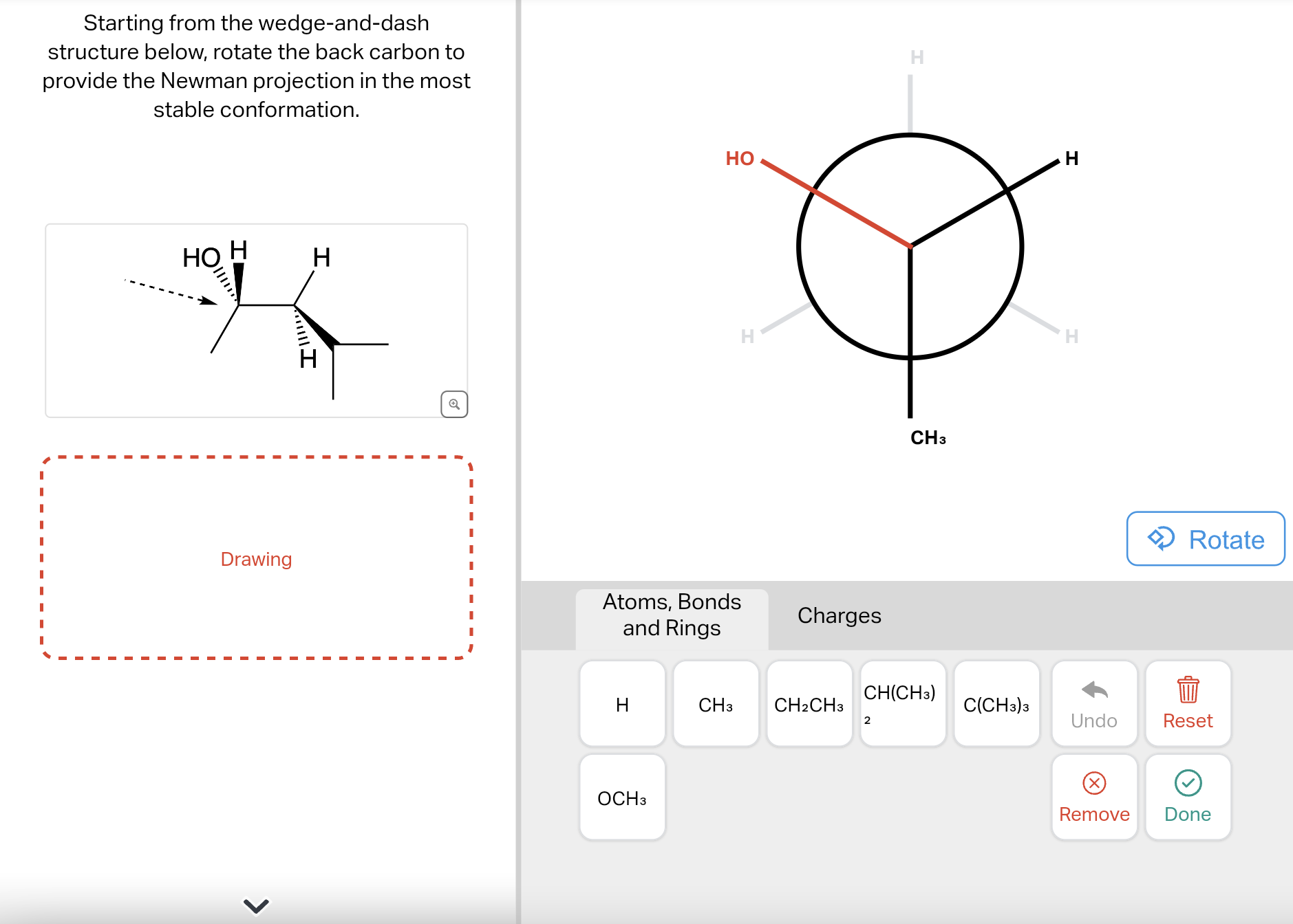 Solved Starting from the wedge-and-dash structure below, | Chegg.com