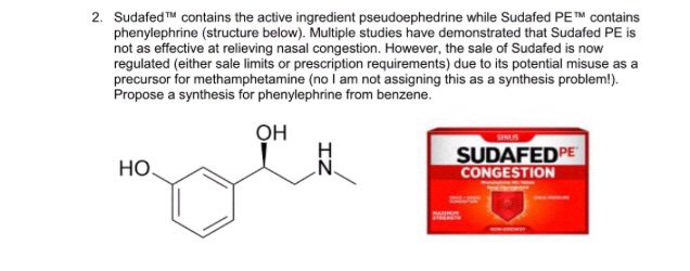 Solved 2, Sudafed™ contains the active ingredient | Chegg.com