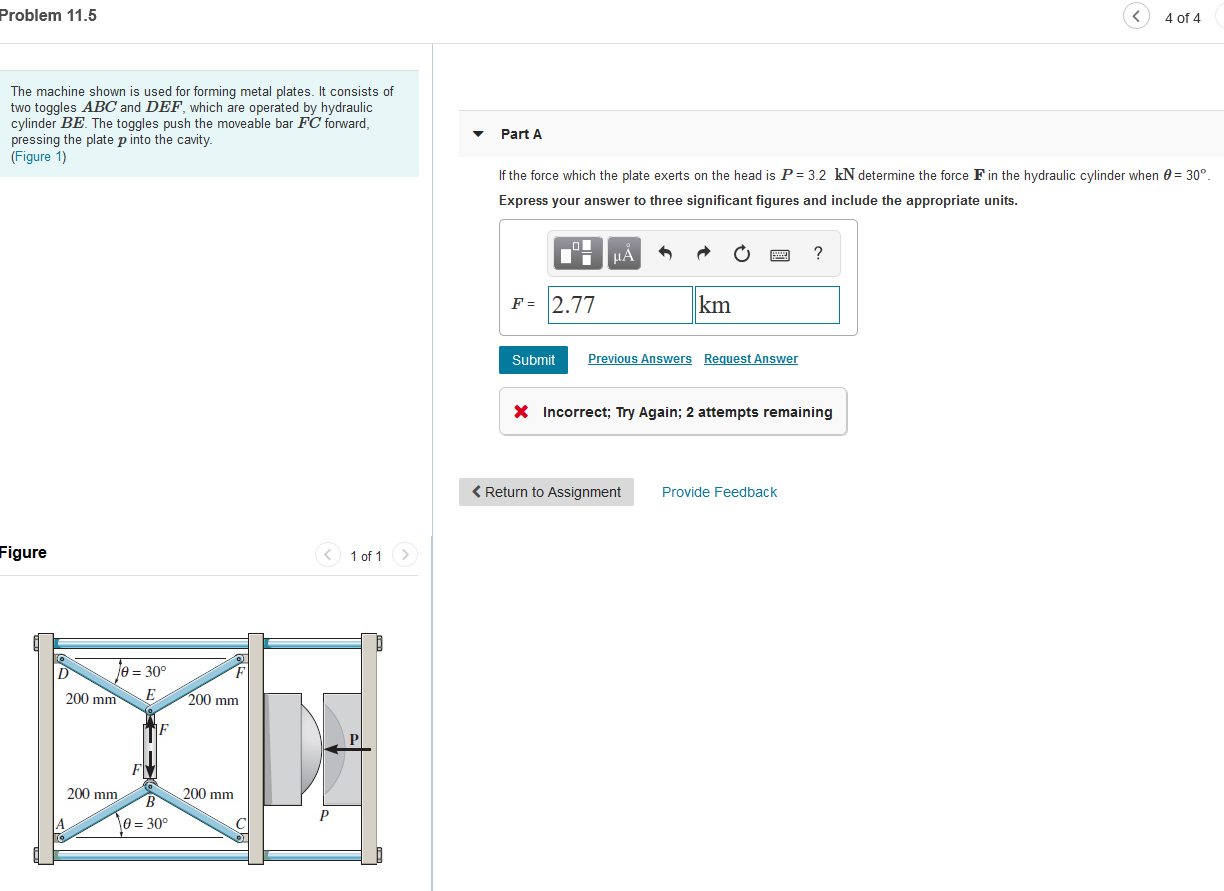 Solved Problem 11.5 4 of 4 The machine shown is used for | Chegg.com