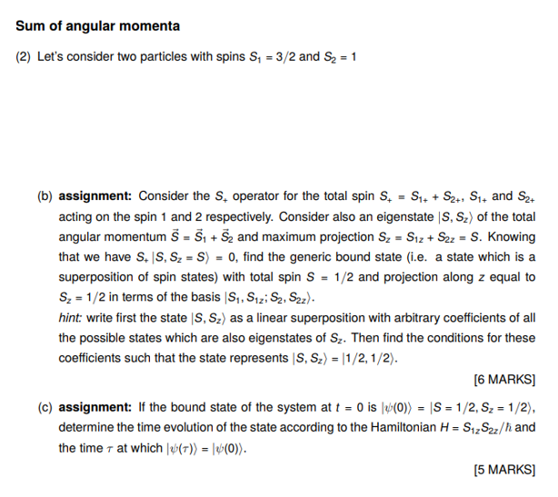 Solved Sum of angular momenta (2) Let's consider two | Chegg.com