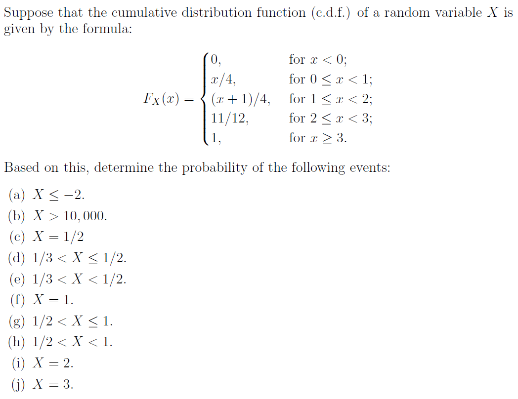 Solved Suppose that the cumulative distribution function | Chegg.com