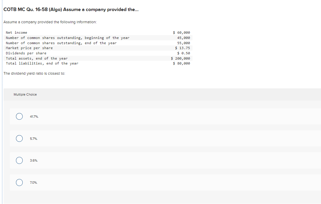Solved COTB MC Qu. 16-29 (Algo) Assume a company provided | Chegg.com