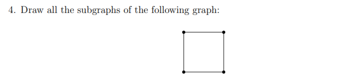 Solved 4. Draw all the subgraphs of the following graph: | Chegg.com