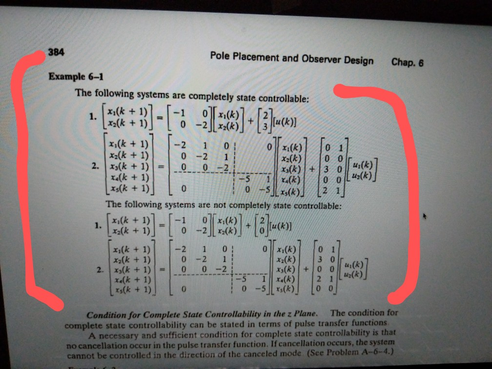 Solved 384 Pole Placement and Observer Design Chap. 6 | Chegg.com