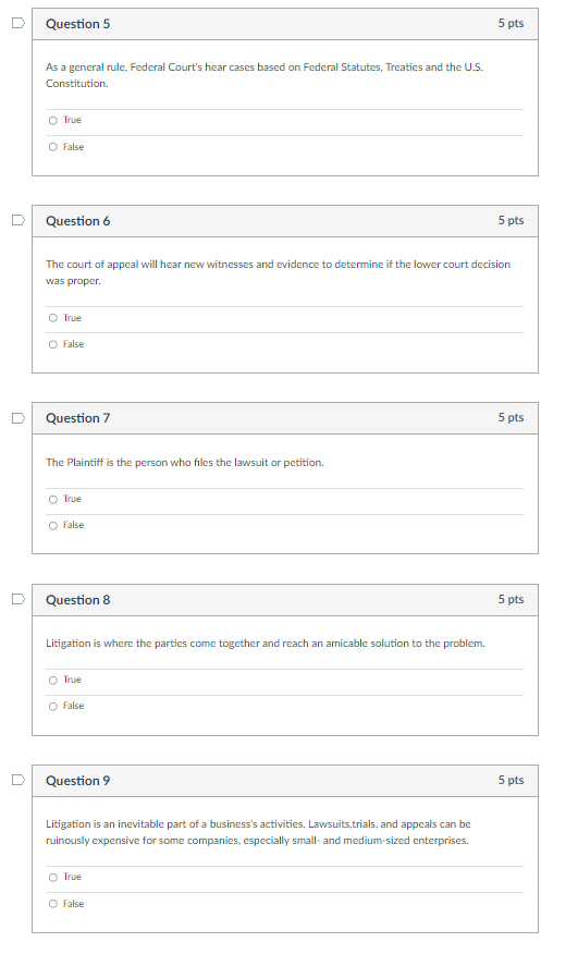Solved As a general rule, Federal Court's hear cases based | Chegg.com