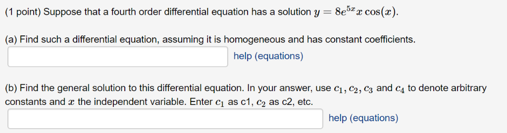 Solved (1 point) Suppose that a fourth order differential | Chegg.com