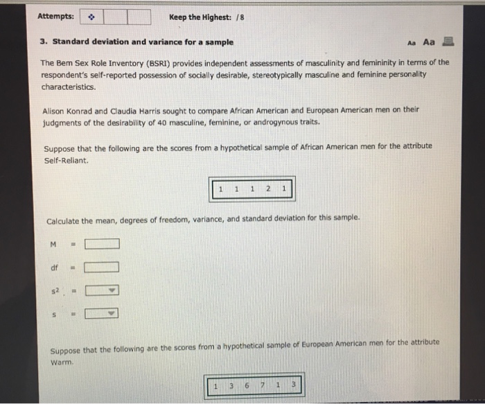 Solved Attempts Keep The Highest 8 3 Standard Deviation