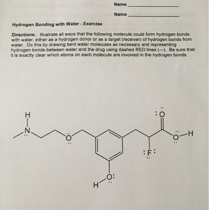 Solved Name Name Hydrogen Bonding with Water-Exercise | Chegg.com