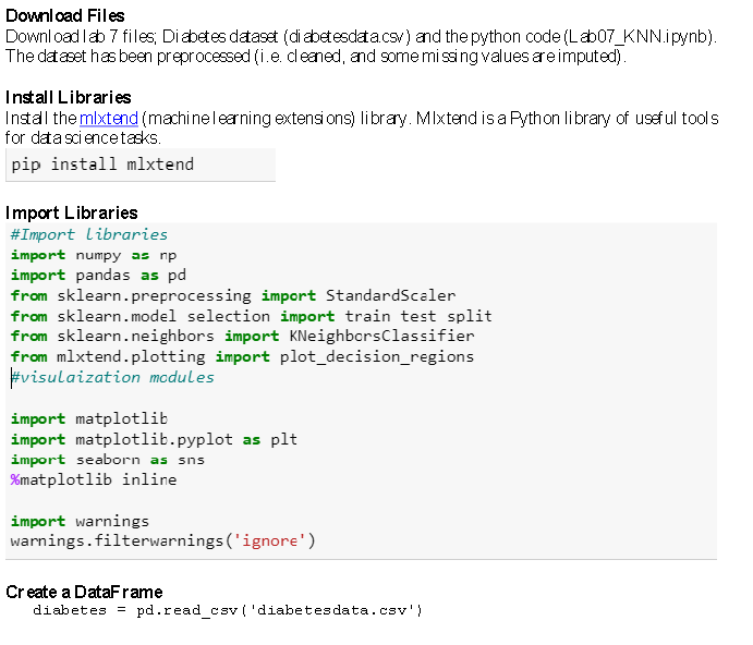 Solved Downl cad Files Downl oad lab 7 files; Diabetes | Chegg.com