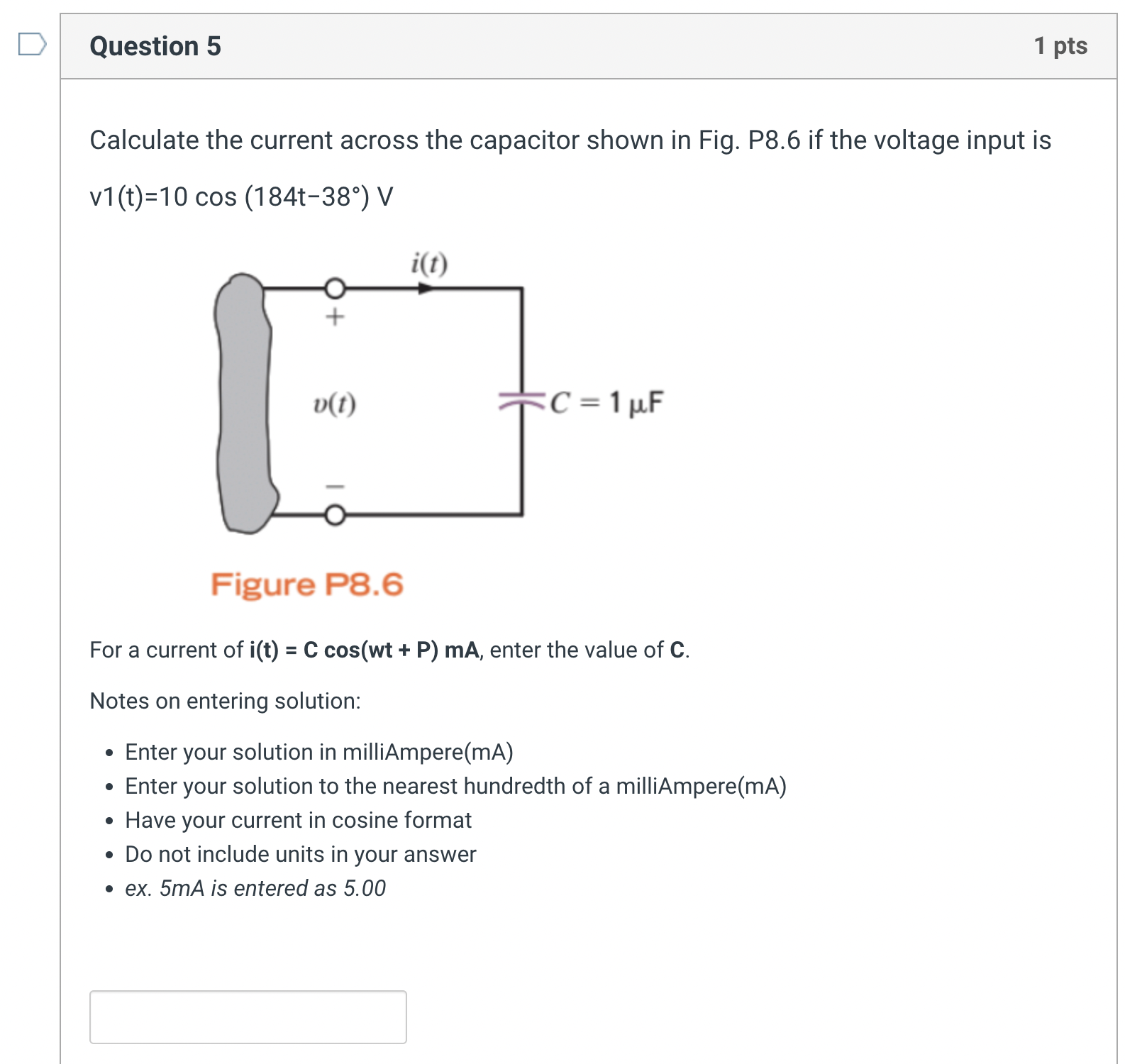 Solved Calculate the current across the capacitor shown in | Chegg.com