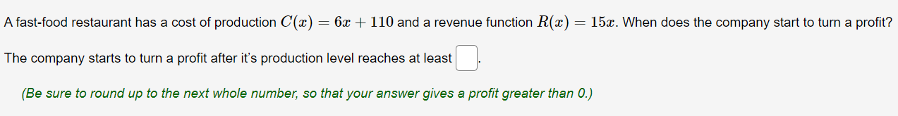 Solved A fast-food restaurant has a cost of production | Chegg.com