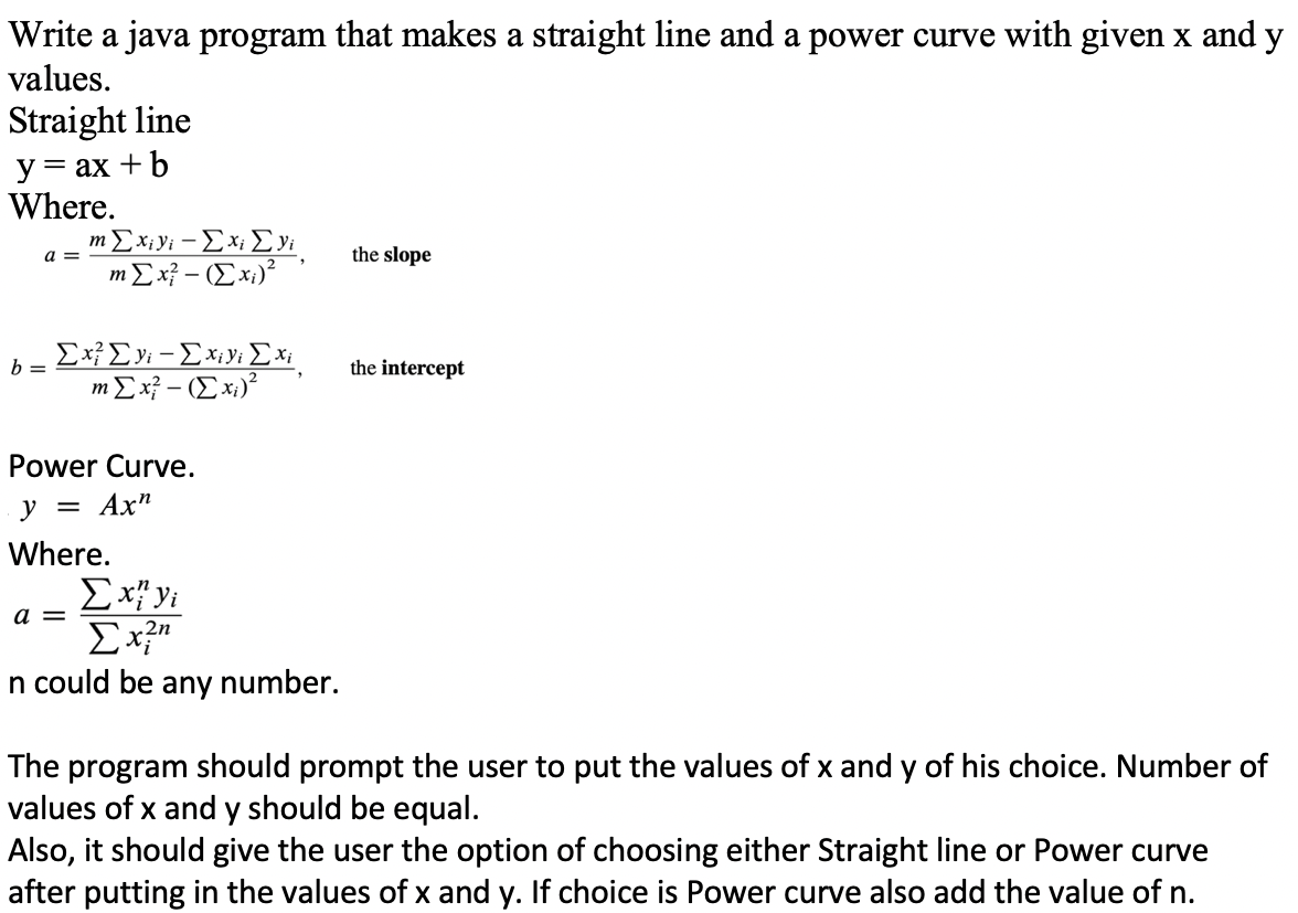 Solved Write a java program that makes a straight line and a | Chegg.com