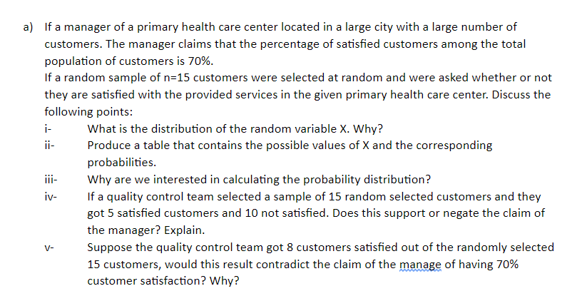 Solved a) If a manager of a primary health care center | Chegg.com