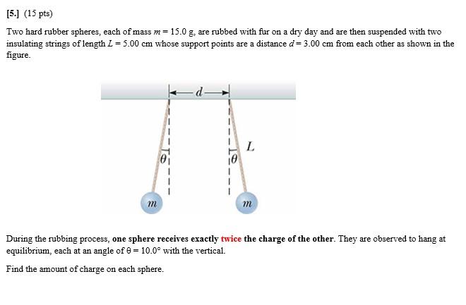 Solved Two hard rubber spheres, each of mass m=15.0 g, are | Chegg.com