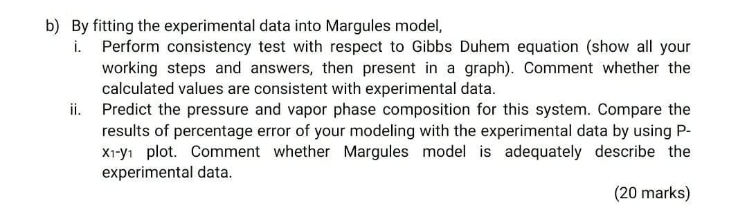 b) By fitting the experimental data into Margules | Chegg.com