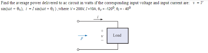 Solved Find the average power delivered to ac circuit in | Chegg.com