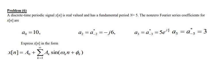 Solved Problem (6) A discrete-time periodic signal x[n] is | Chegg.com