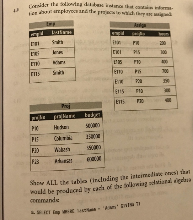 Solved ider the following database instance that contains | Chegg.com