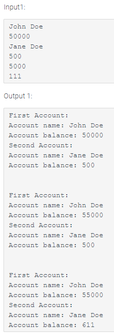 Solved Hello, need help creating a bank account program with | Chegg.com