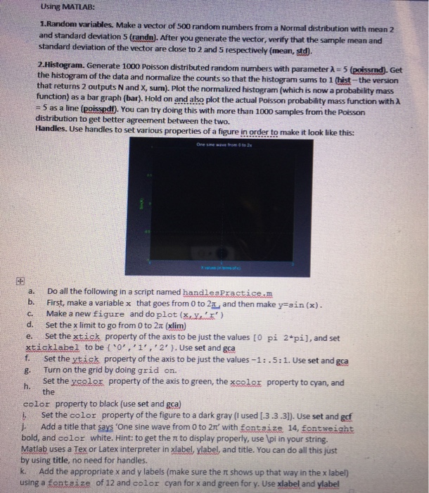 Solved Using Matlab 1random Variables Make A Vector Of