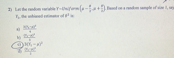 Solved Let The Random Variable Y∼ ﻿uniform μ θ2μθ2 2489